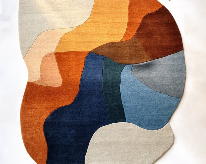 Modern Irregular Shape Vibrant Premium Woolen Hand Tufted Area Rug ...