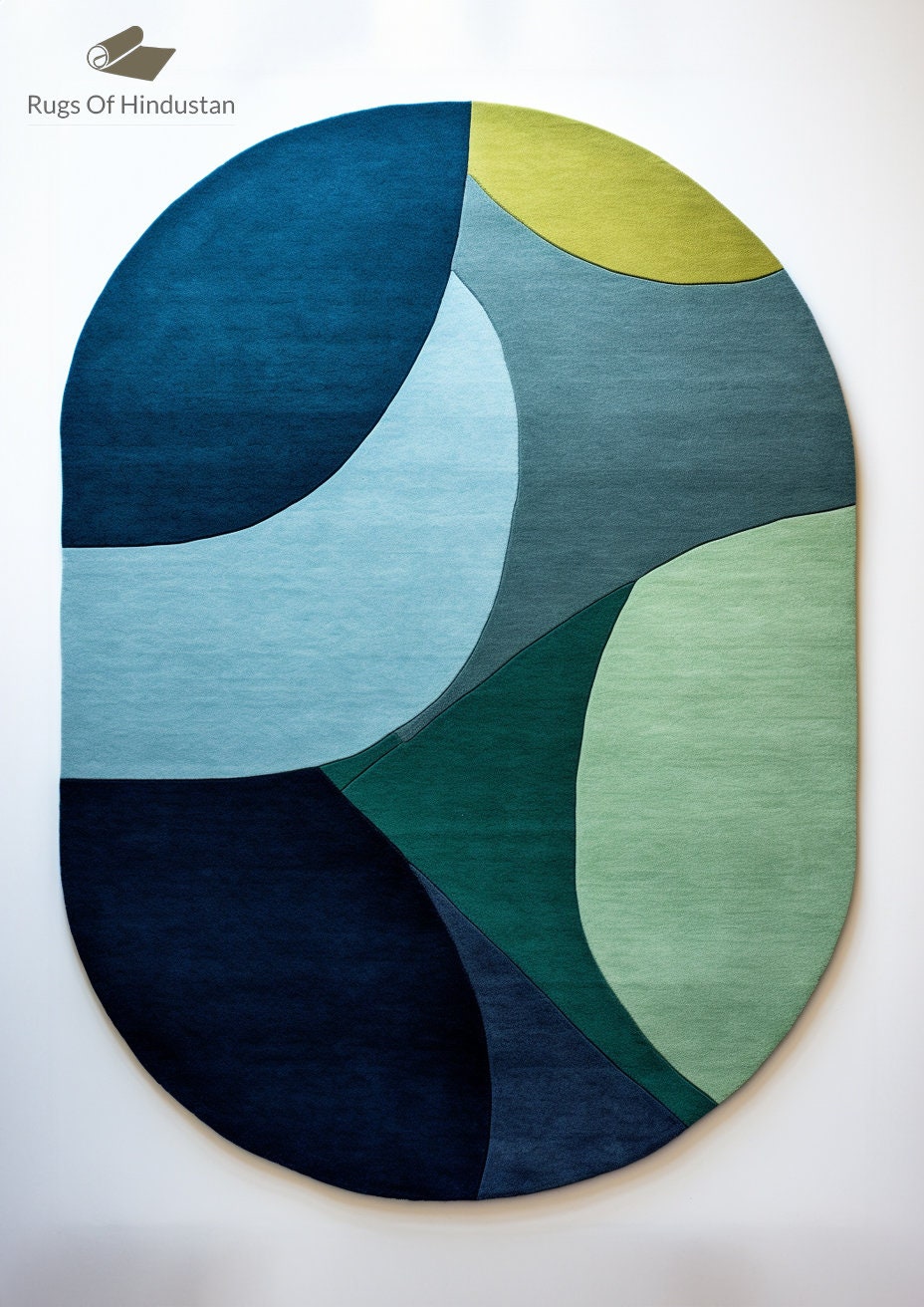 Modern Abstract Capsule Shape Soft Wool Handmade Hand Tufted Area Rug ...