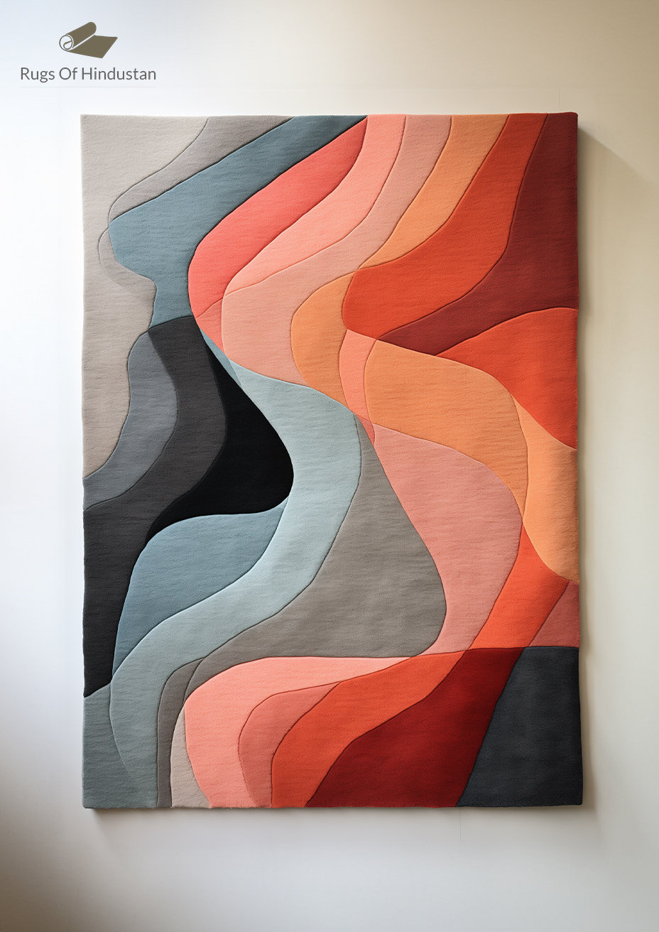 Modern Rectangular Shape Contemporary Abstract Pattern Premium Woolen ...