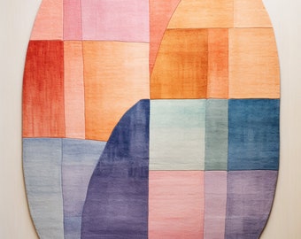 Modern Abstract Pastel Rainbow Design Soft Wool Handmade Area Rug for ...