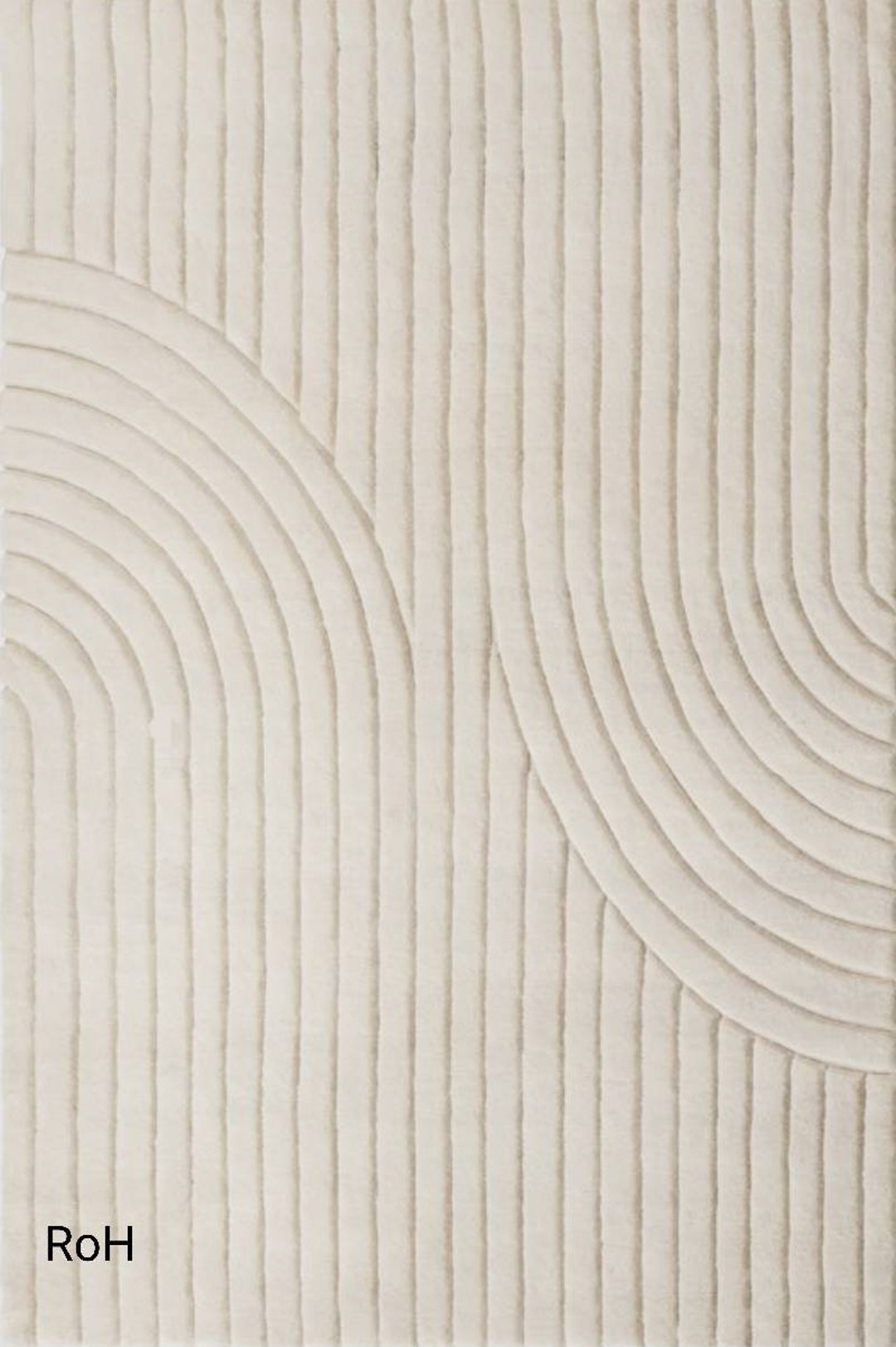 Modern Abstract Bone White High & Low Pile Height Premium 100% Wool ...