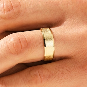7mm Solid Gold Men's Wedding Band • BEVELED • ICE MATTE • 10k 14k 18k ...