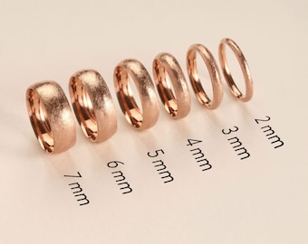 14k Solid Yellow Gold Domed Wedding Band DOME ICE-MATTE Classic Wedding ...