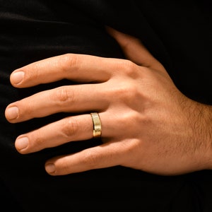 7mm Solid Gold Men's Wedding Band • BEVELED • ICE MATTE • 10k 14k 18k ...