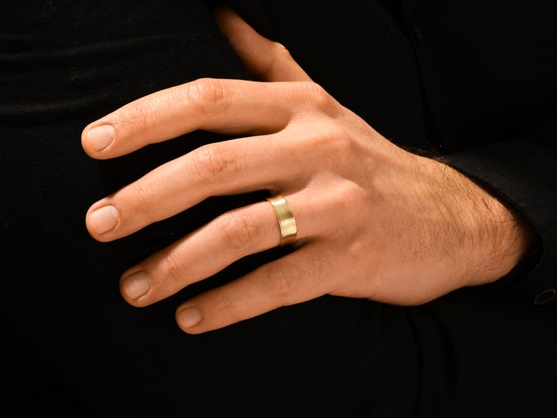 7mm Solid Gold Concave Men's Wedding Band • 10k, 14k, 18k Solid Gold ...