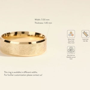 7mm Solid Gold Men's Wedding Band • BEVELED • ICE MATTE • 10k 14k 18k ...