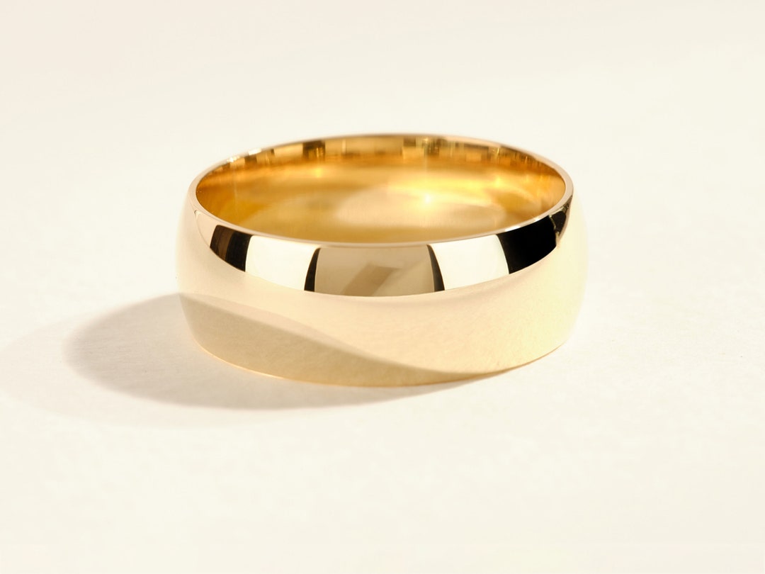 8mm Solid Gold Men's Wedding Band • DOME • POLISHED • 10k, 14k, 18k ...