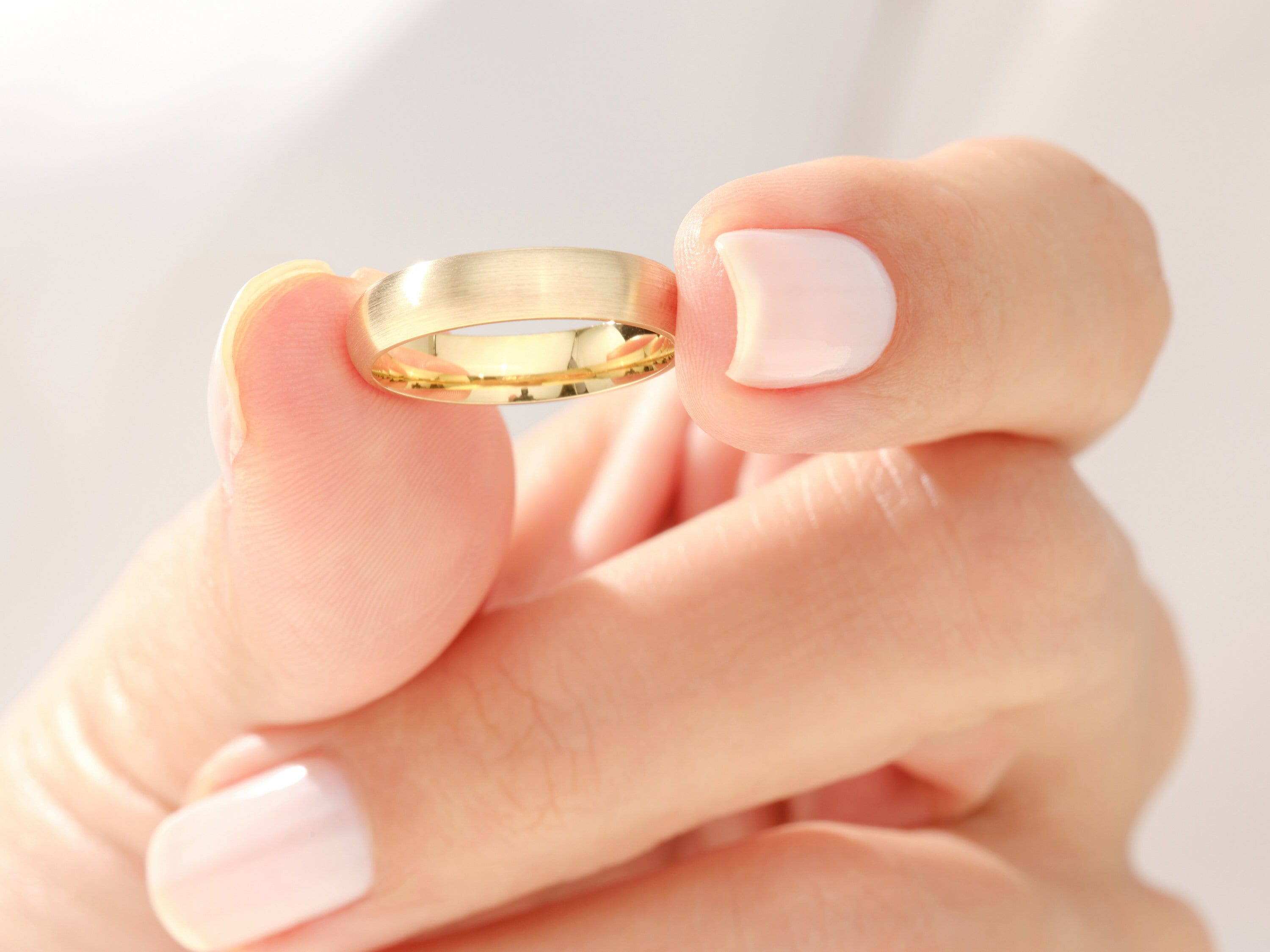 Matte Yellow Gold Wedding Band • Dome, Simple Ring • 10k, 14k, 18k Gold ...