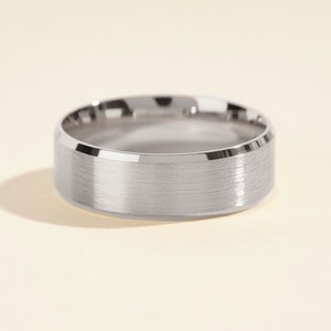 8mm Solid Gold Wedding Band • MATTE • BEVEL EDGE • 10k, 14k, 18k Solid ...