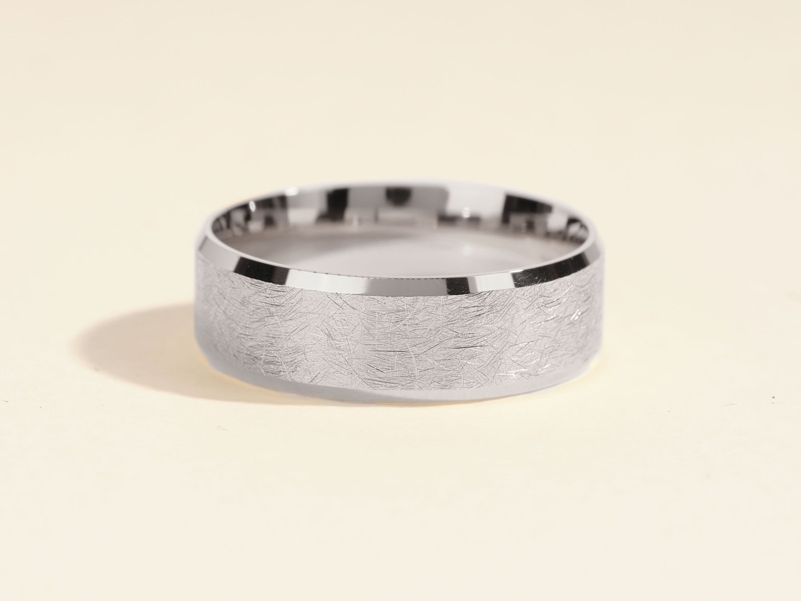 7mm Solid Gold Men's Wedding Band • Beveled Ice Matte Ring • 10k, 14k ...