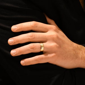 8mm Solid Gold Wedding Band • MATTE • BEVEL EDGE • 10k, 14k, 18k Solid ...