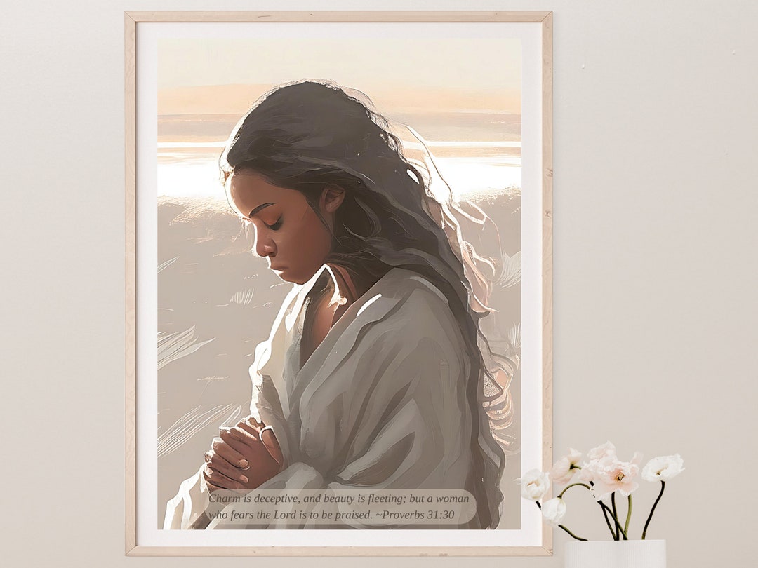 Woman in Prayer Christian Digital Art Worship God Proverbs - Etsy