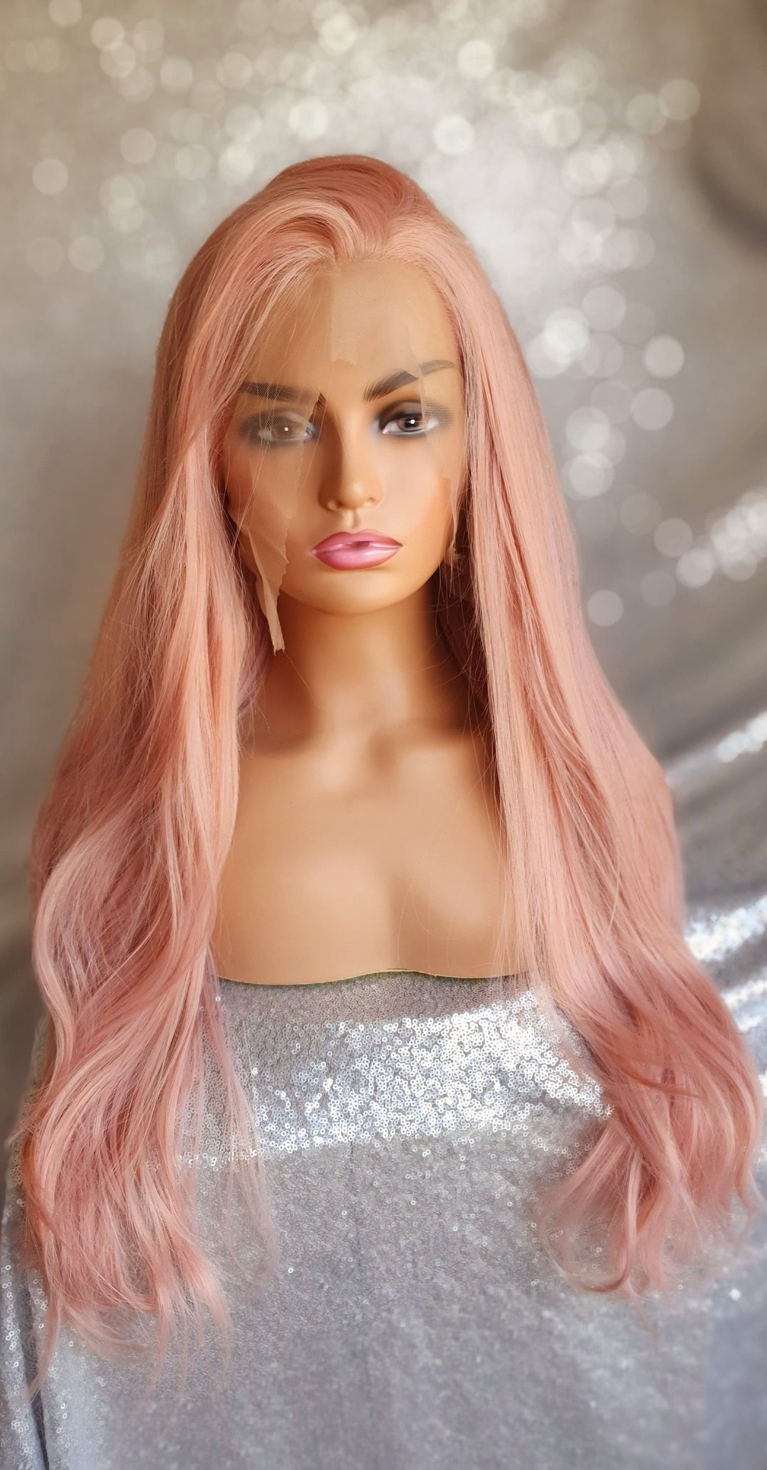 Lace Front Wig Rose Light Pink Hair Wigs Lace Wig Party Hair Loss Wig ...
