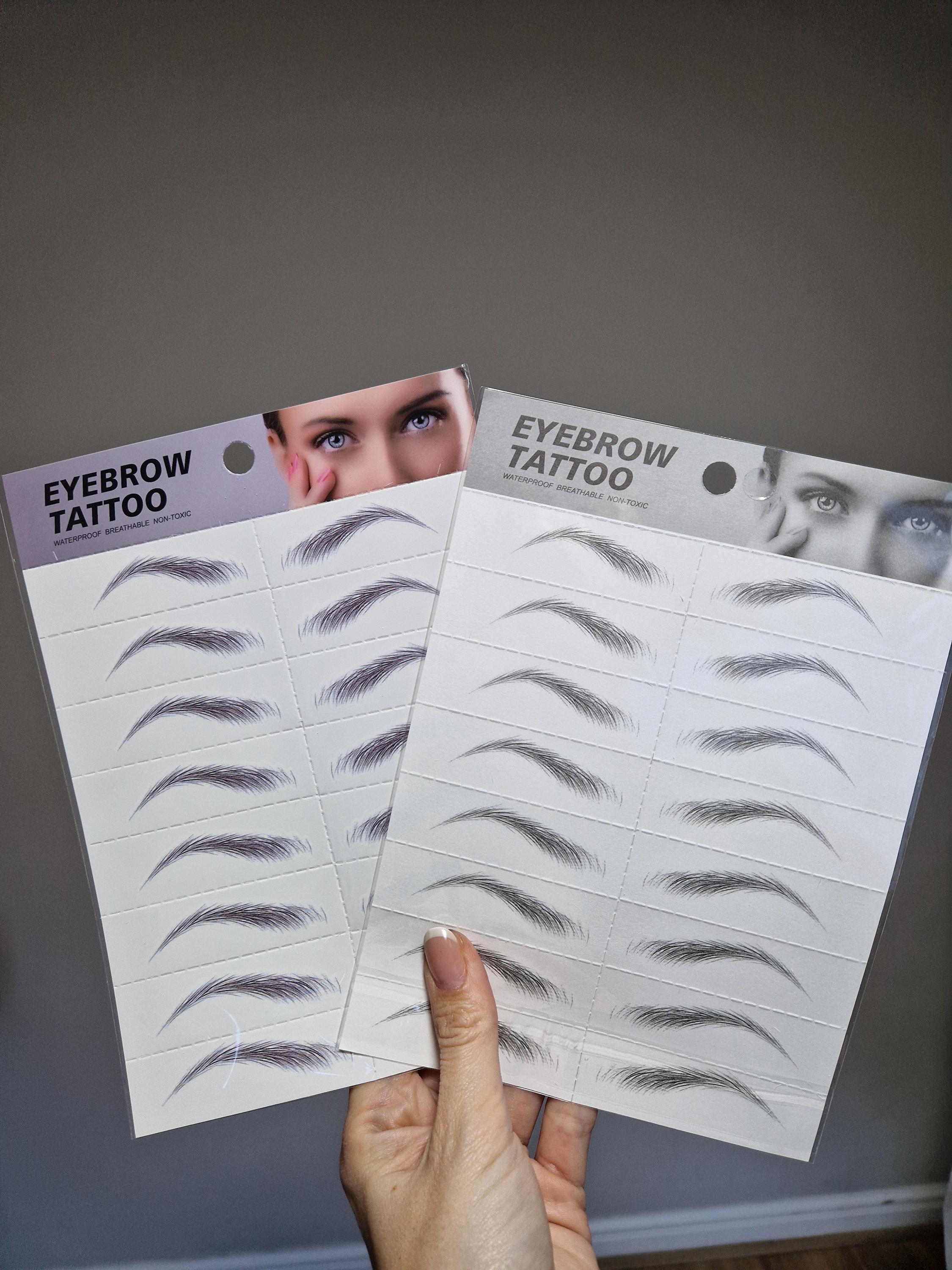 Eyebrow Tattoos Waterproof Stick, Temporary Black Brown Eyebrow Packs ...