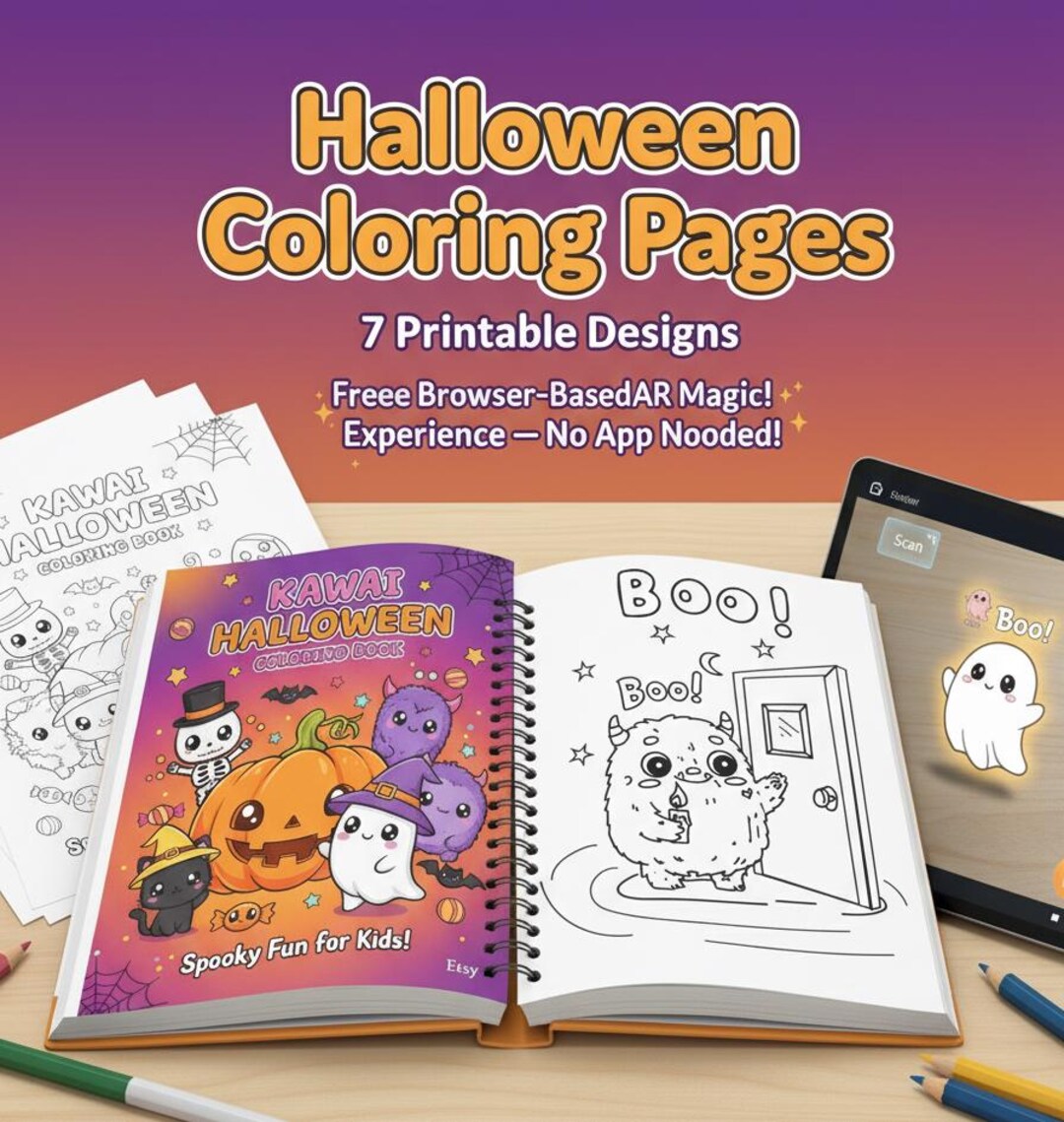 Halloween Coloring Pages (7 Printable Designs) + Free Browser-based AR ...