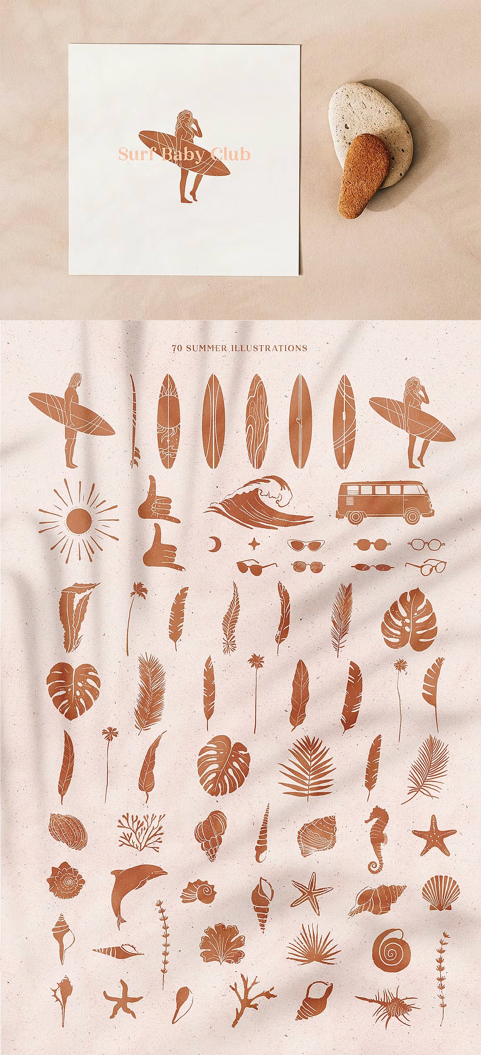 Retro Summer Clipart Bundle, Surfing Illustration, Coastal Cowgirl ...