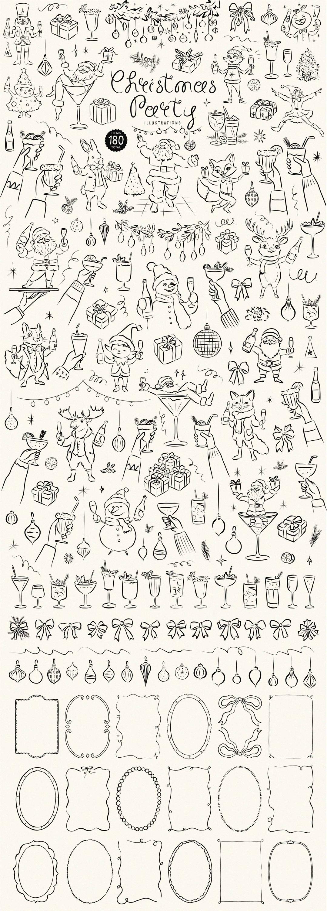 Hand Drawn Quirky Christmas SVG Clipart, Whimsical Christmas Party ...