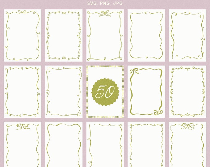 40 Whimsical Frames, Squiggle Borders, Whimsical Wedding Clipart ...