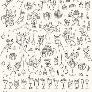Hand Drawn Christmas Whimsical SVG Clipart Bundle of Illustrations ...