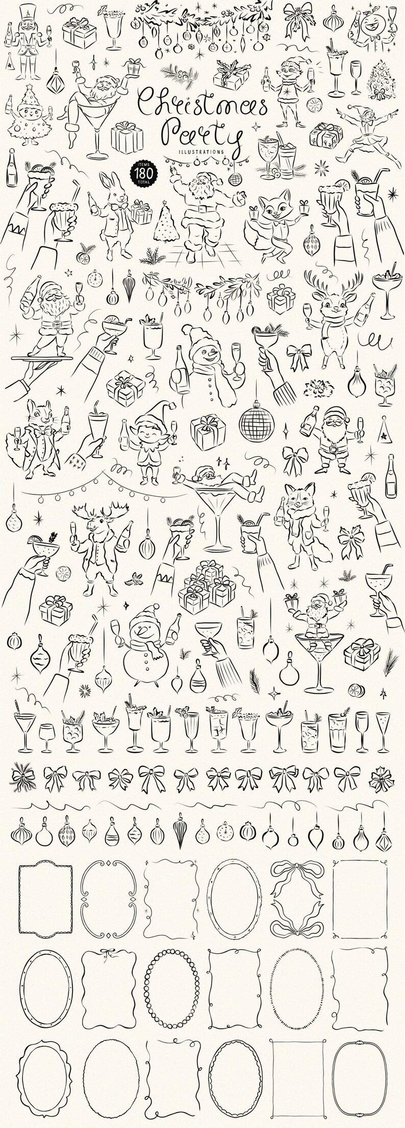 Hand Drawn Christmas Whimsical SVG Clipart Bundle of Illustrations ...
