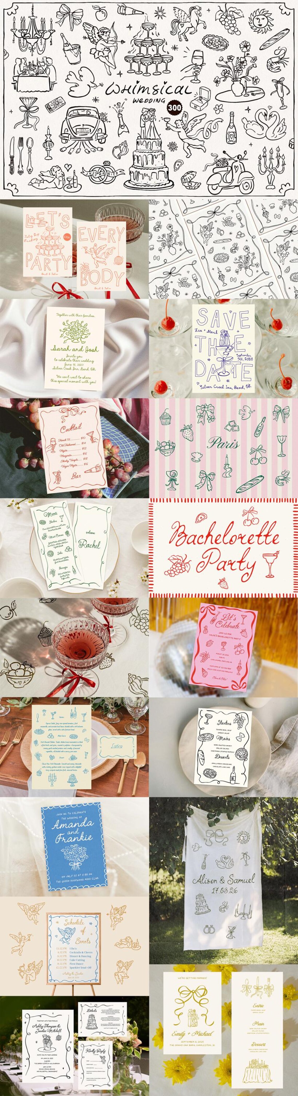 Whimsical Wedding SVG Icons Bundle, Fun Hand Drawn Quirky Wedding ...
