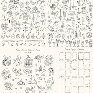 Hand Drawn Christmas Whimsical SVG Clipart Bundle of Illustrations ...