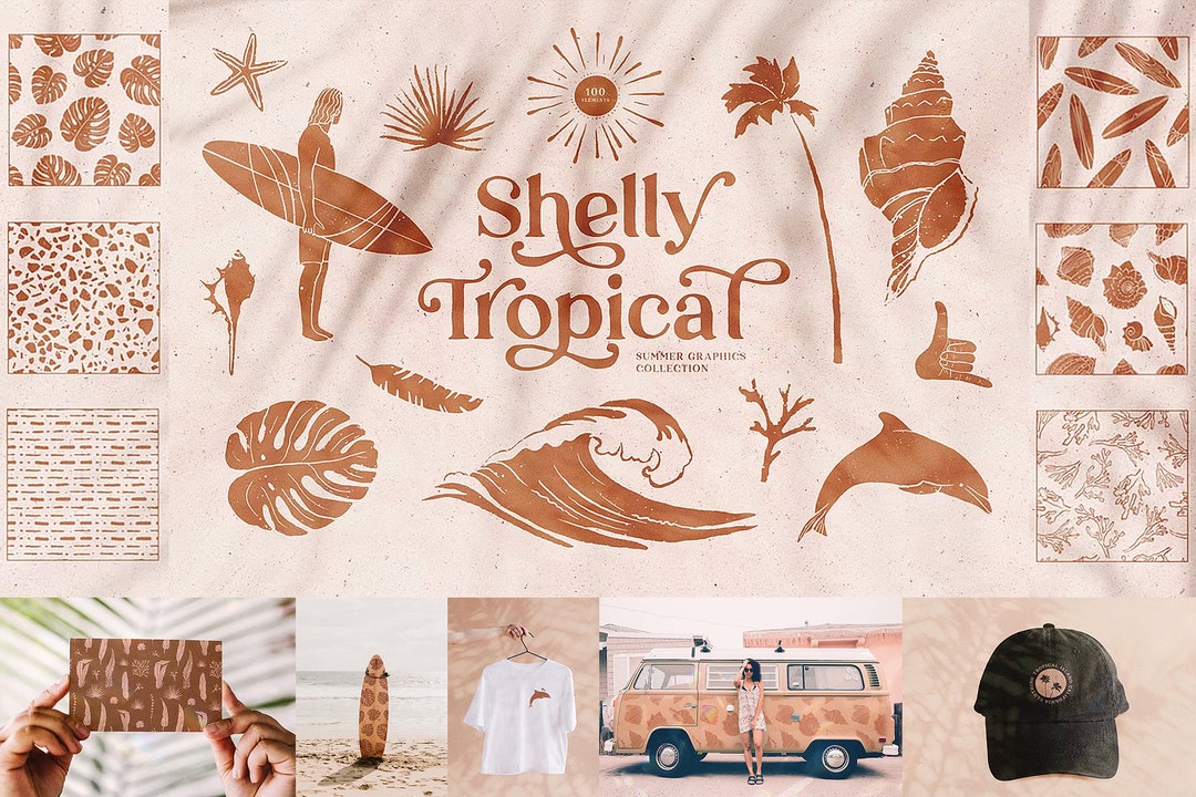 Retro Summer Clipart Bundle, Surfing Illustration, Coastal Cowgirl ...