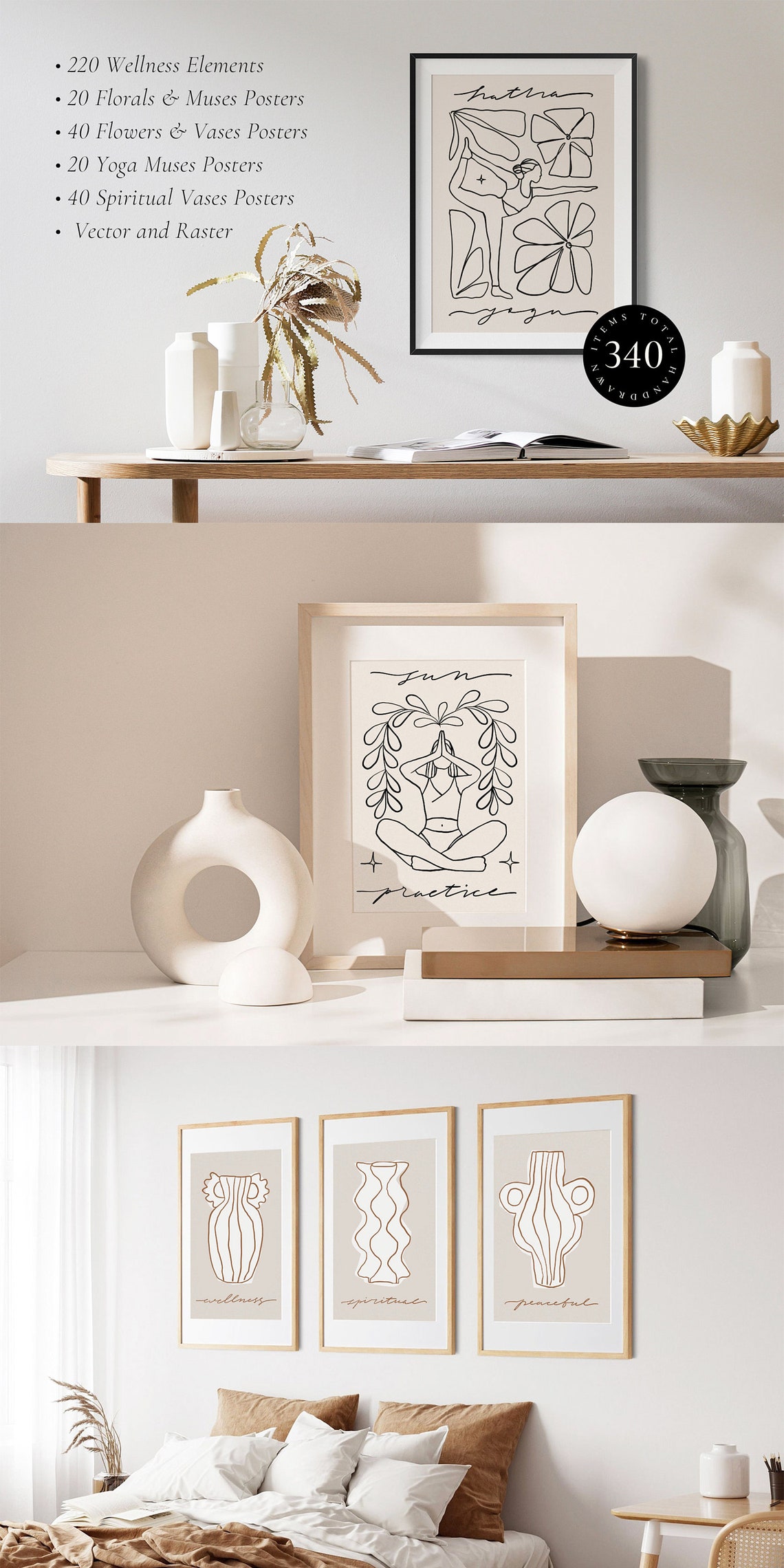 120 Secret Garden Posters, Hand Drawn Illustrations, Yoga Designs ...