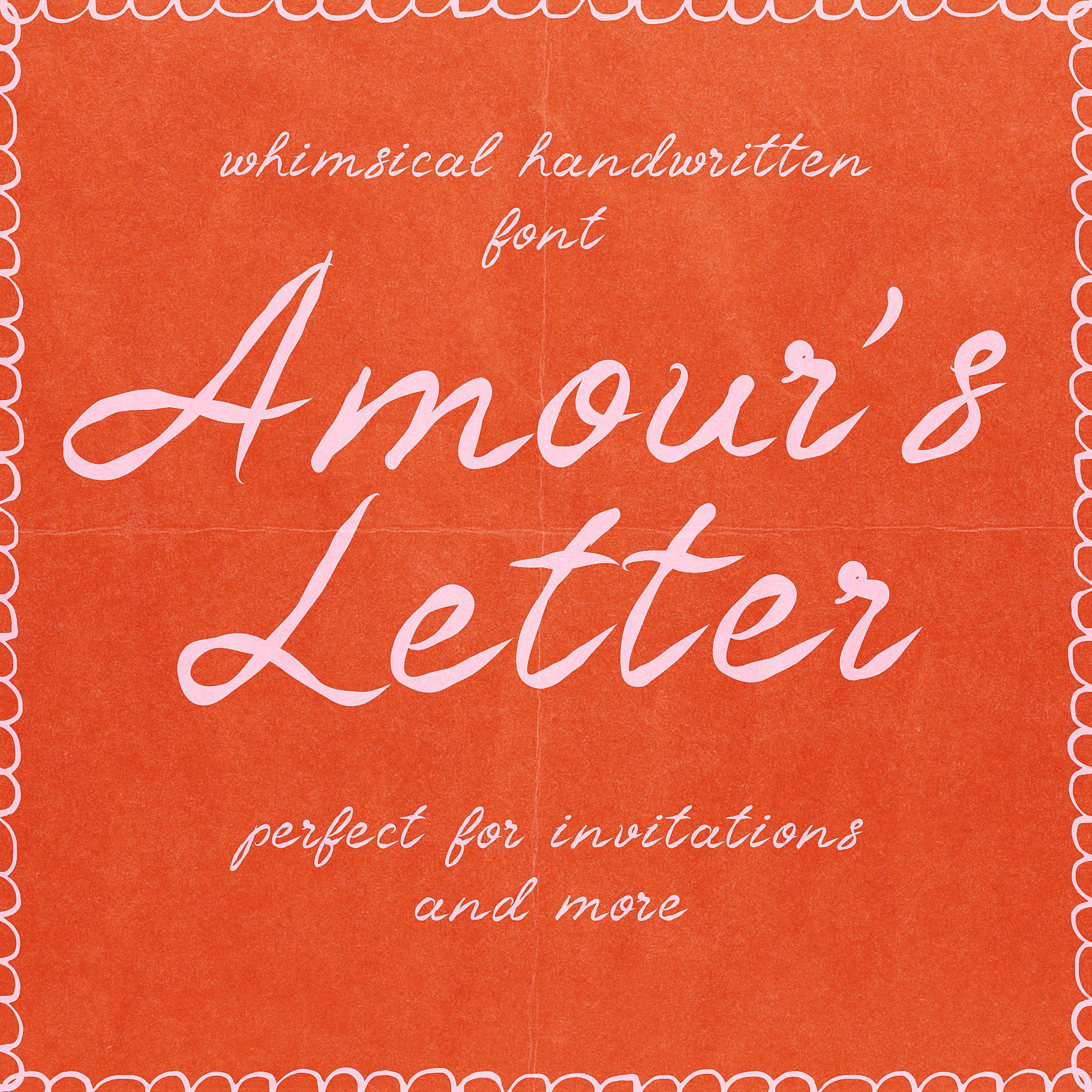 Amour’s Letter Handwritten Font Script for Whimsical Wedding ...