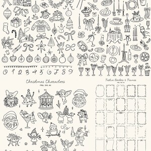 Hand Drawn Whimsical Christmas SVG Clipart Bundle of Illustrations ...