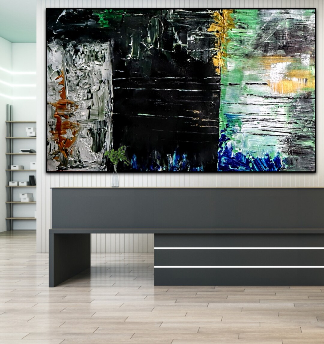 Original Light Green Abstract Painting on Canvas Acrylic Texture Wall ...