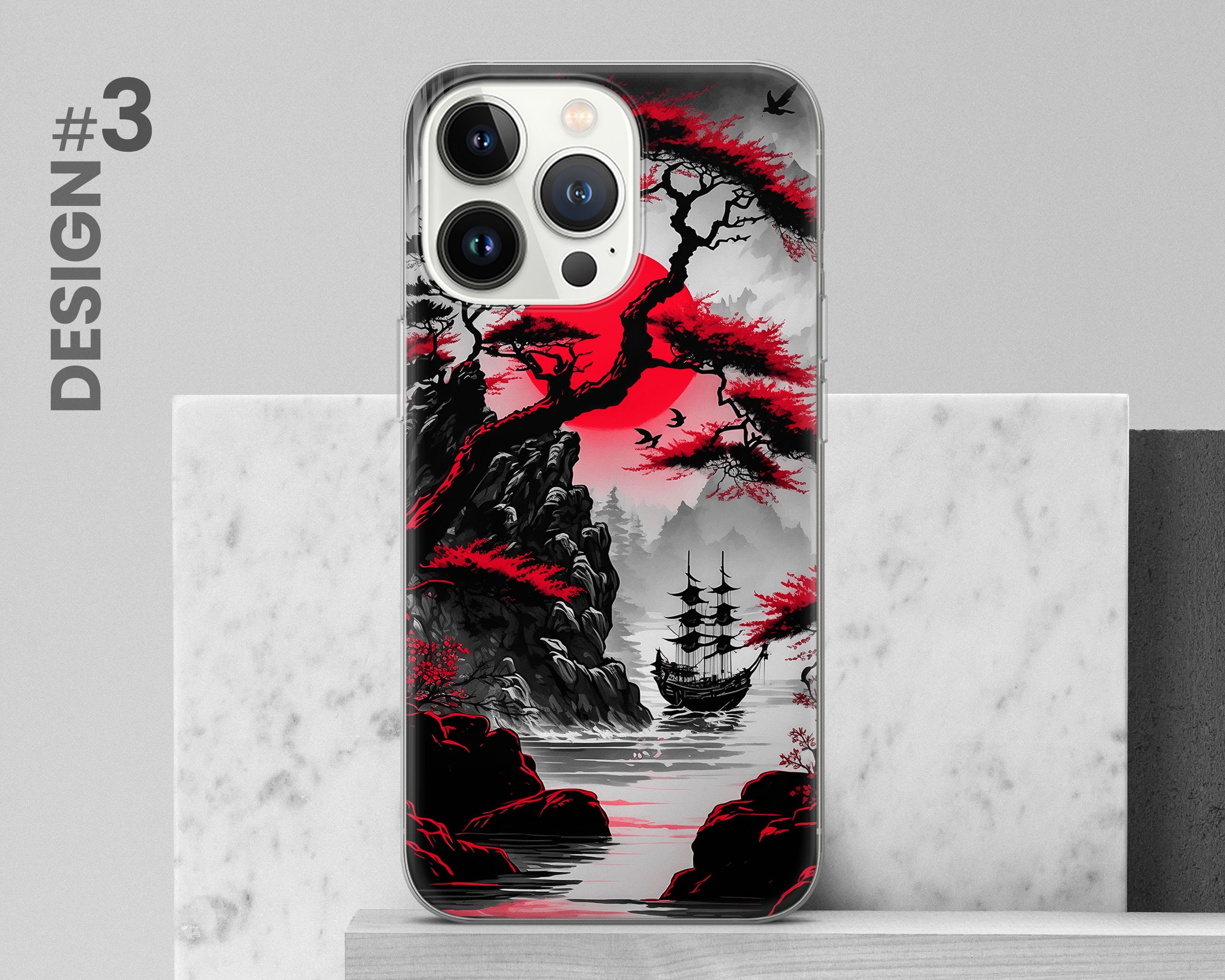 Japanese Phone Case Mysterious Samurai Cover for iPhone 15 14 13 12 11 ...