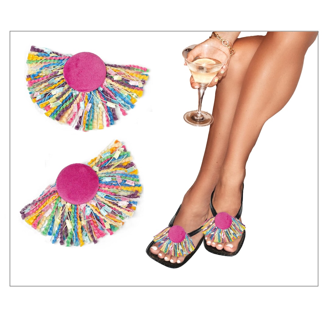 Flip Flop Bunion Cover: Lilly Pink Tassel Sandal Attachment - Etsy