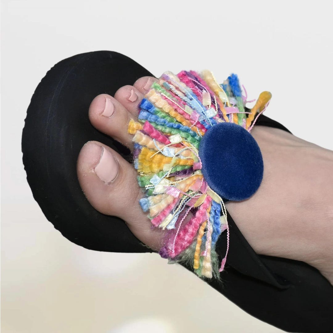 Denim Blue Flip Flop Bunion Cover: Tassel Fringe Sandal Attachment - Etsy