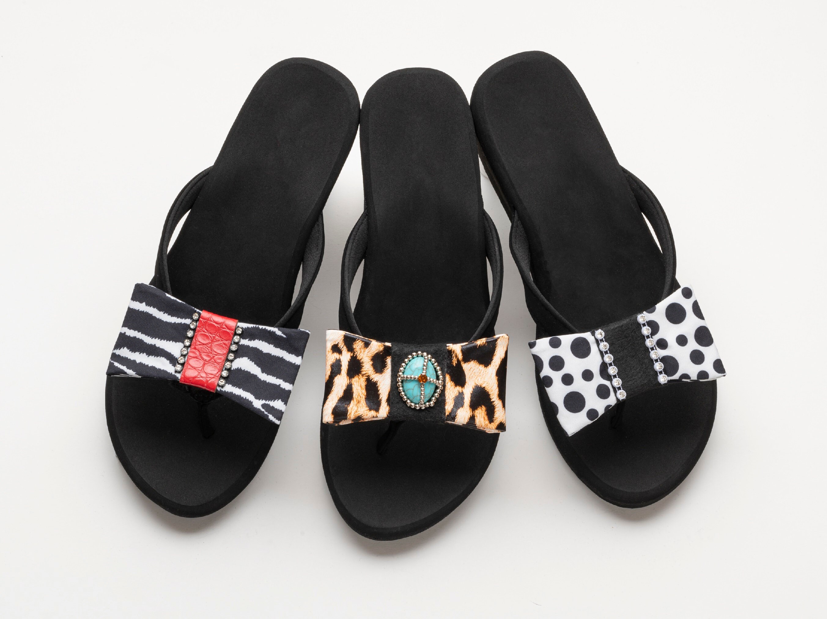 Black-white Polka Dot Flip Flop Bow | Interchangeable Add-on Sandal ...