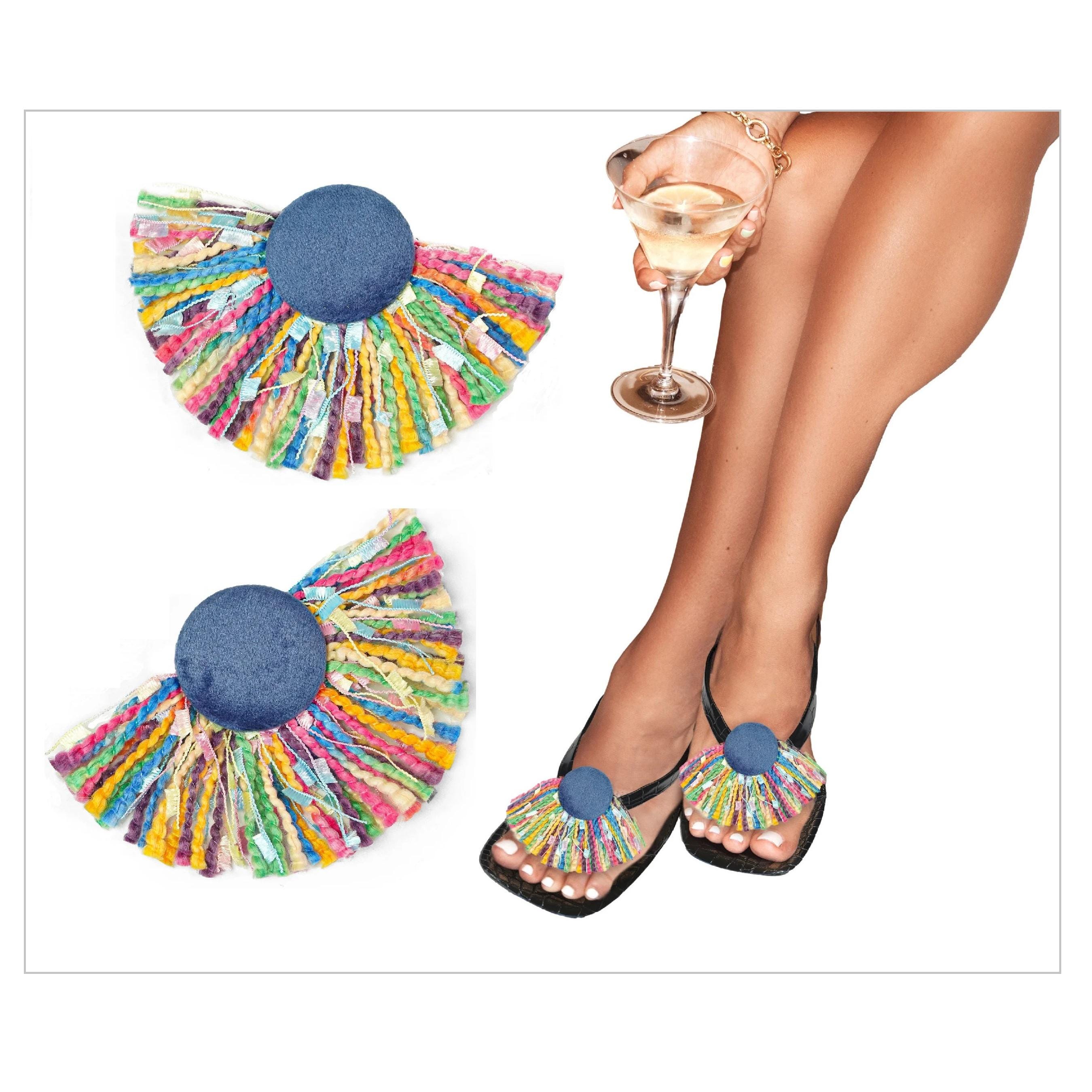 Denim Blue Flip Flop Bunion Cover: Tassel Fringe Shoe Attachment - Etsy