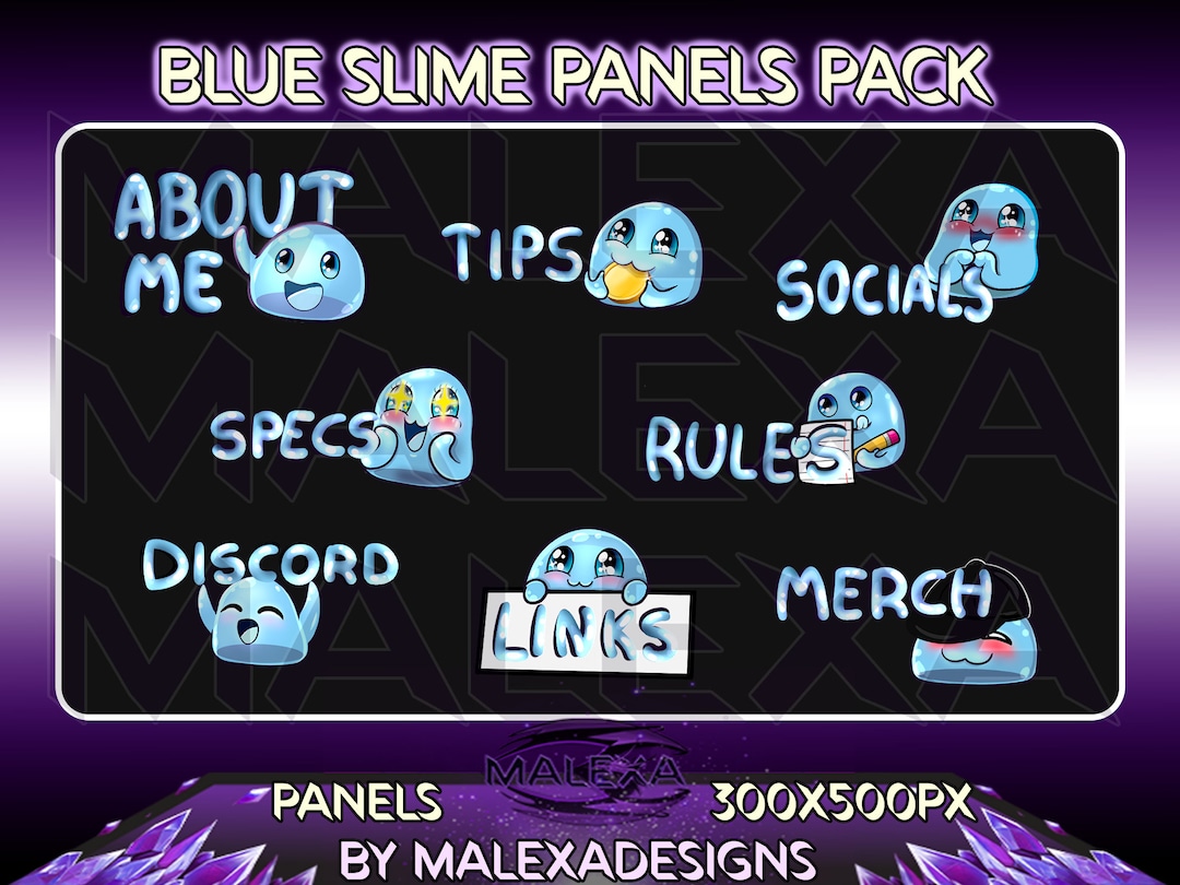 Blue Slime Panels Theme, 8 Twitch/kick Panels, Slimes, Kawaii Slime - Etsy