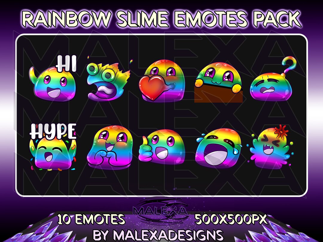 Rainbow Slime Emotes Pack, Rainbow Colors, Slime Emotes, Pride Slime ...