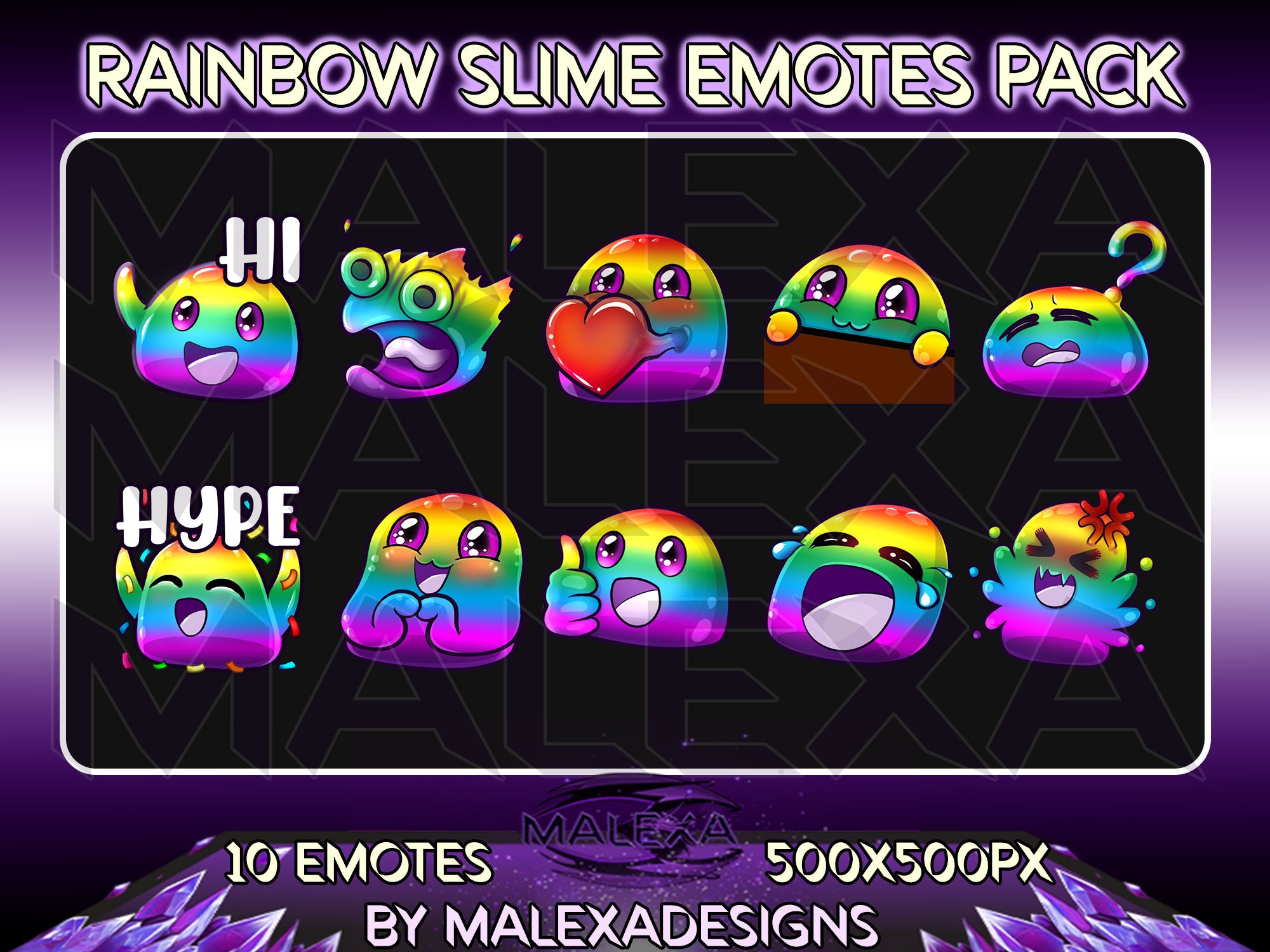 Rainbow Slime Emotes Pack, Rainbow Colors, Slime Emotes, Pride Slime ...