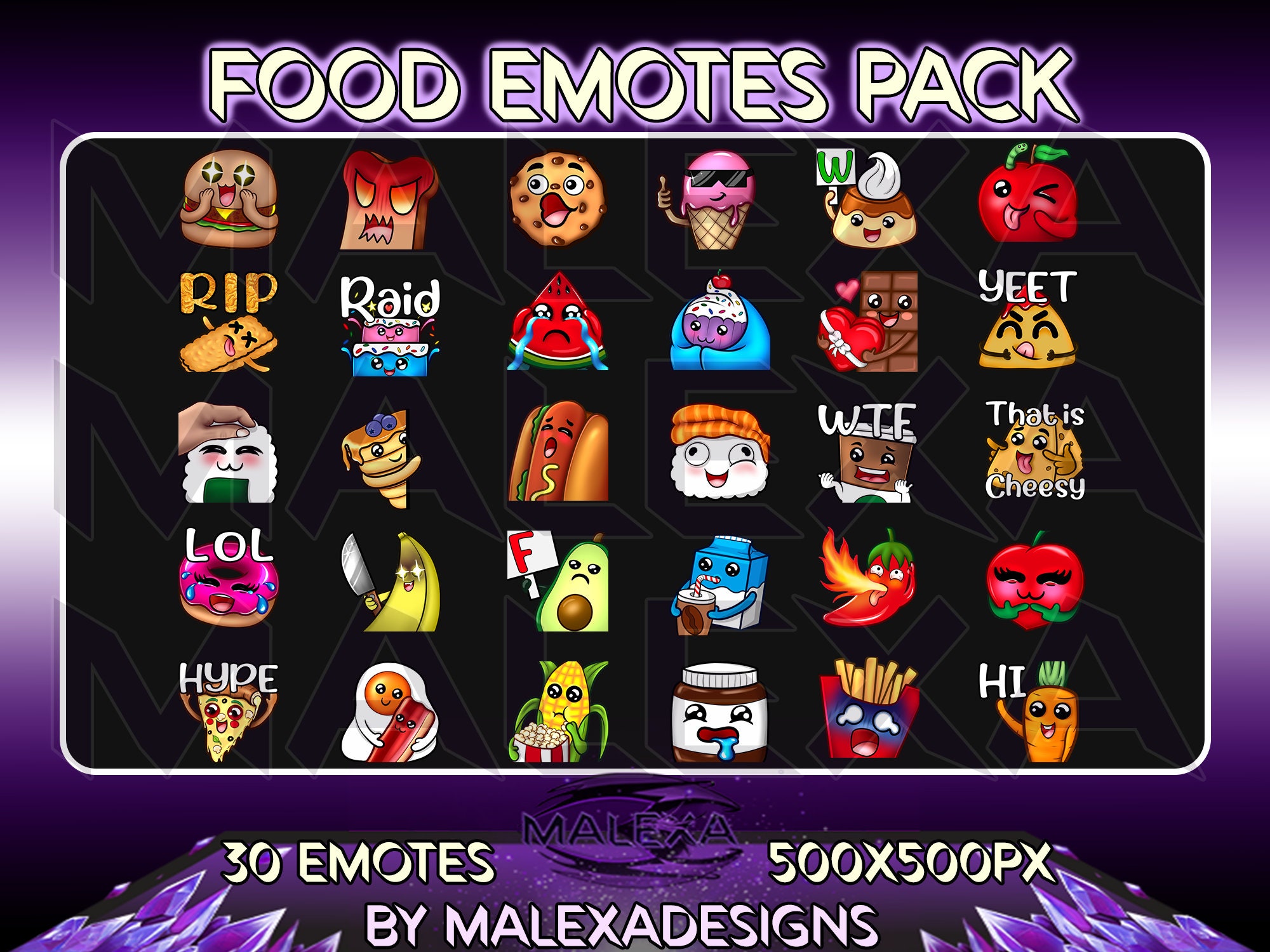Food Emote Pack 30 Emotes Based on Your Favorite Foods Twitch/ Kick ...