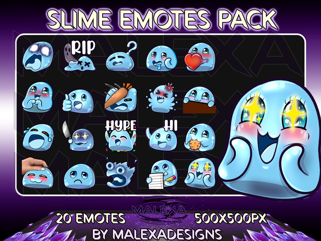 Blue Slime Emotes Pack, Blue Color, Slime Emotes, Cute Slime, Twitch ...