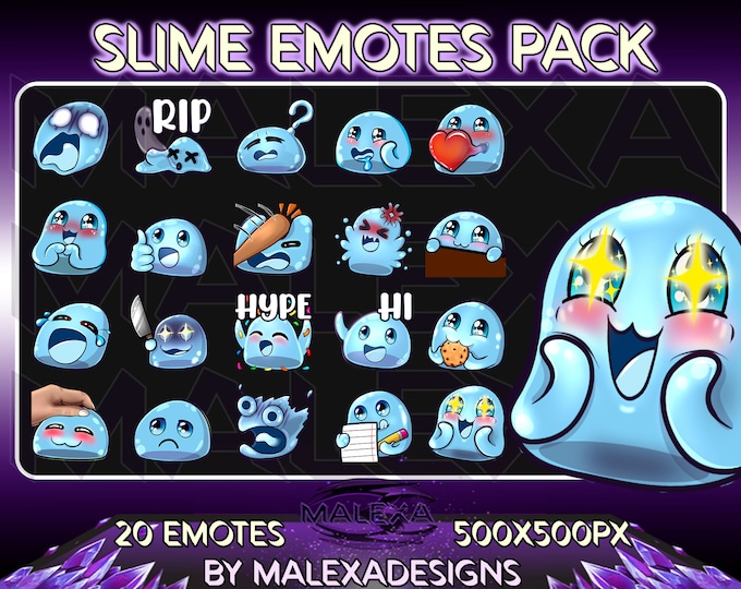 Blue Slime Emotes Pack, Blue Color, Slime Emotes, Cute Slime, Twitch ...