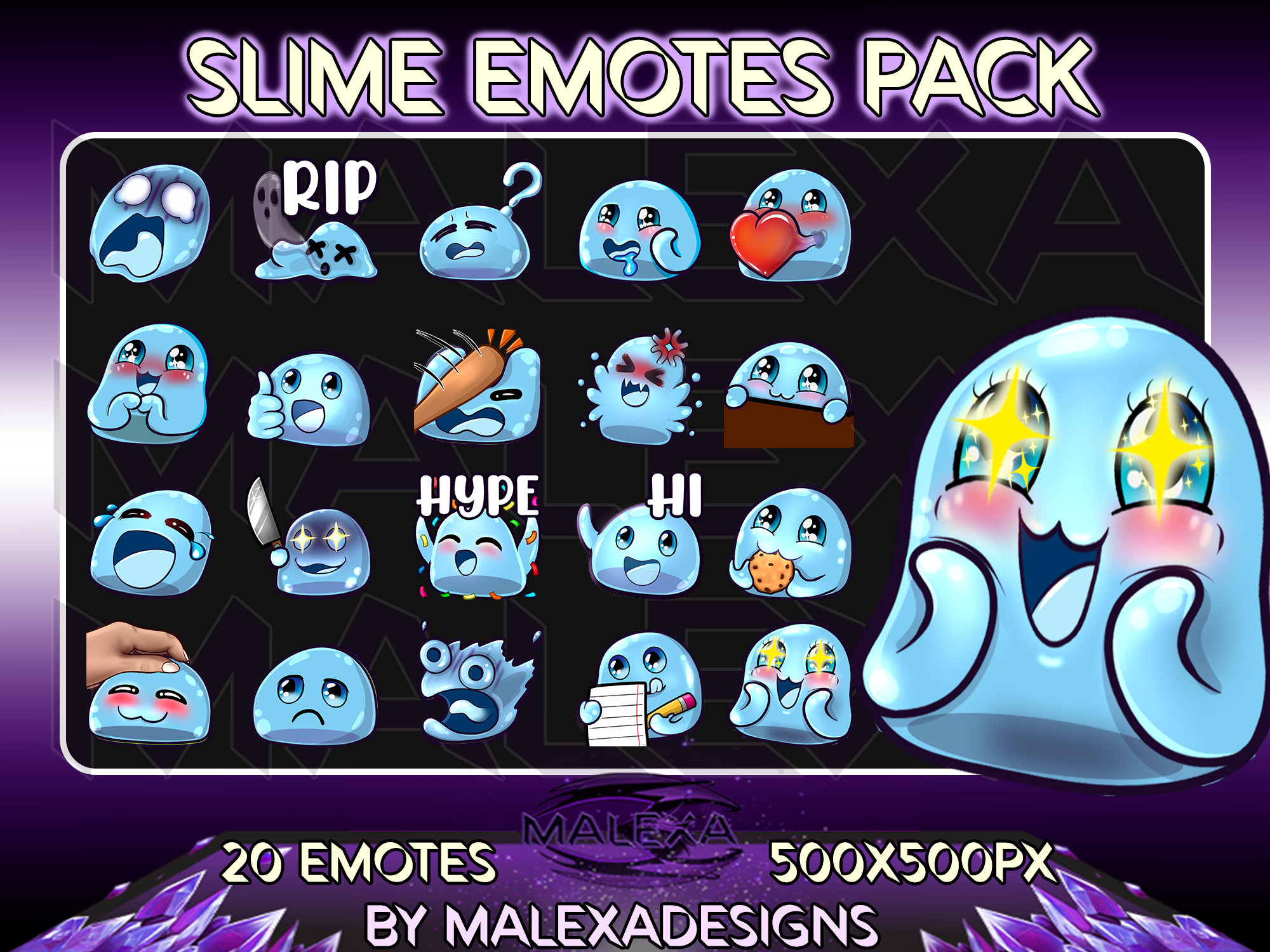 Blue Slime Emotes Pack, Blue Color, Slime Emotes, Cute Slime, Twitch ...