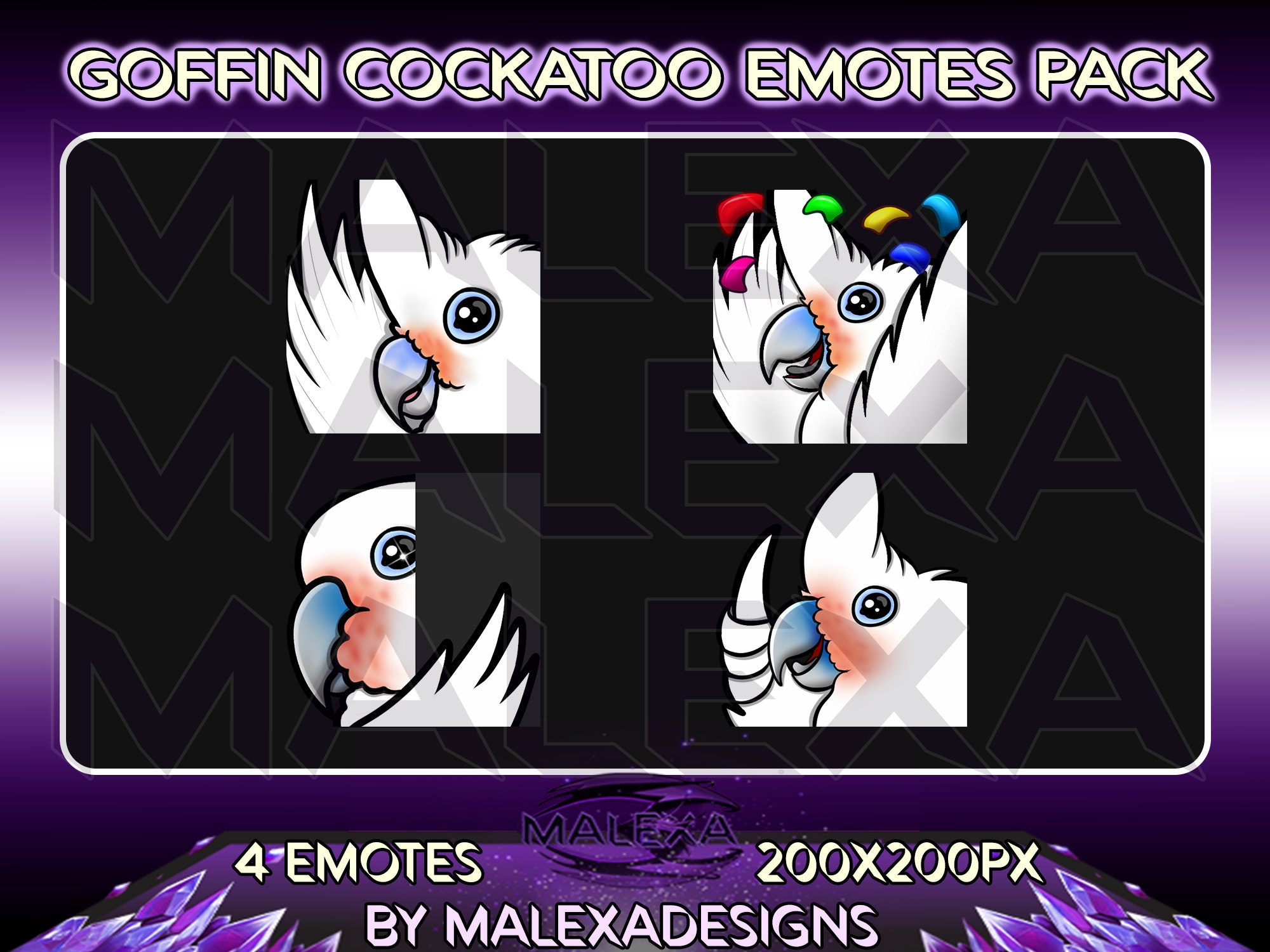 Cockatoo Emote Pack, Emote Pack for Twitch/ Discord / Youtube, Bird ...