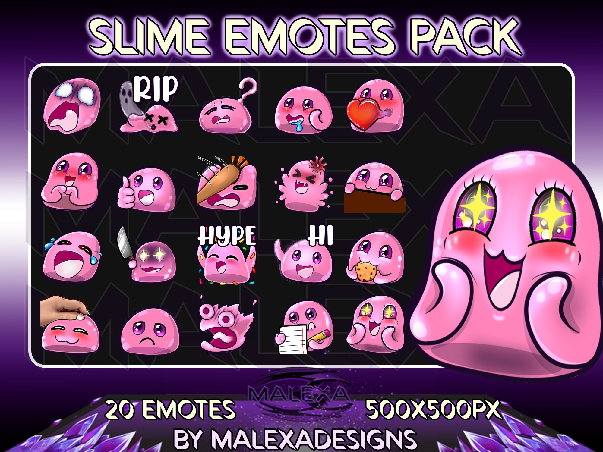 Pink Slime Emotes Pack, Pink Color, Slime Emotes, Cute Slime, Twitch ...
