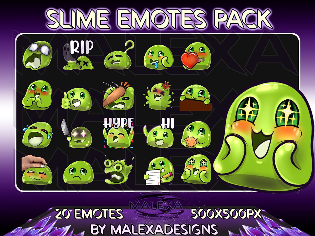 Green Slime Emotes Pack, Green Color, Slime Emotes, Cute Slime, Twitch ...