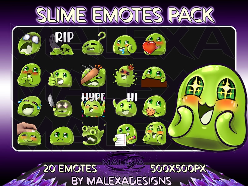 Green Slime Emotes Pack, Green Color, Slime Emotes, Cute Slime, Twitch ...