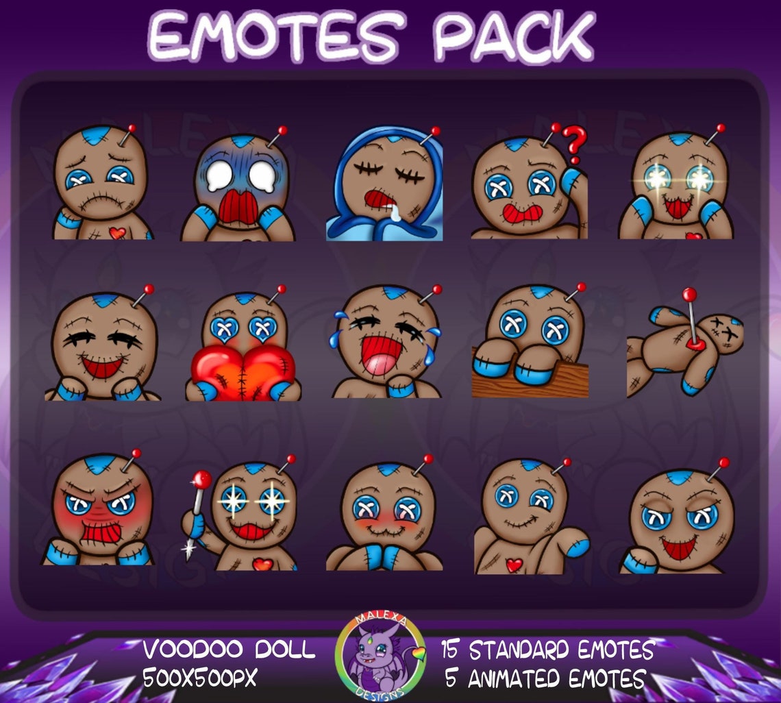 Voodoo Doll BIG Emote Pack, Emote Pack for Twitch/ Discord / Youtube ...