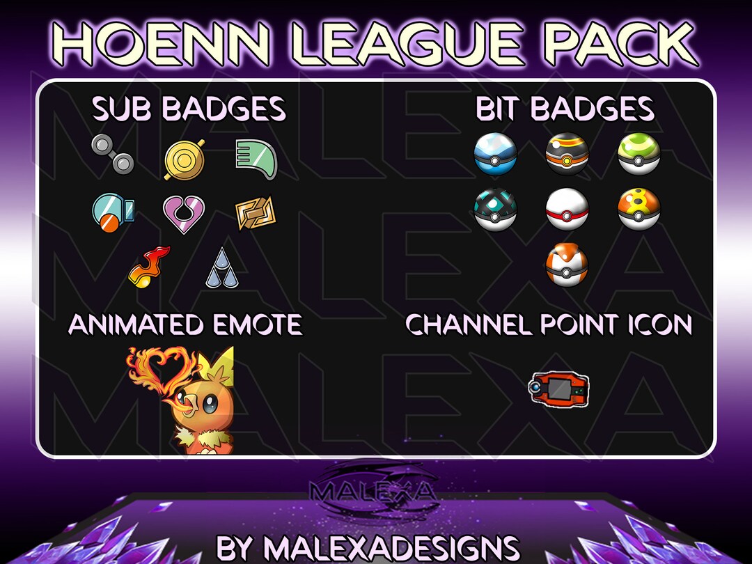 Hoenn League Pack of Sub Badges, Bit Badges, Channel Point Icon and ...