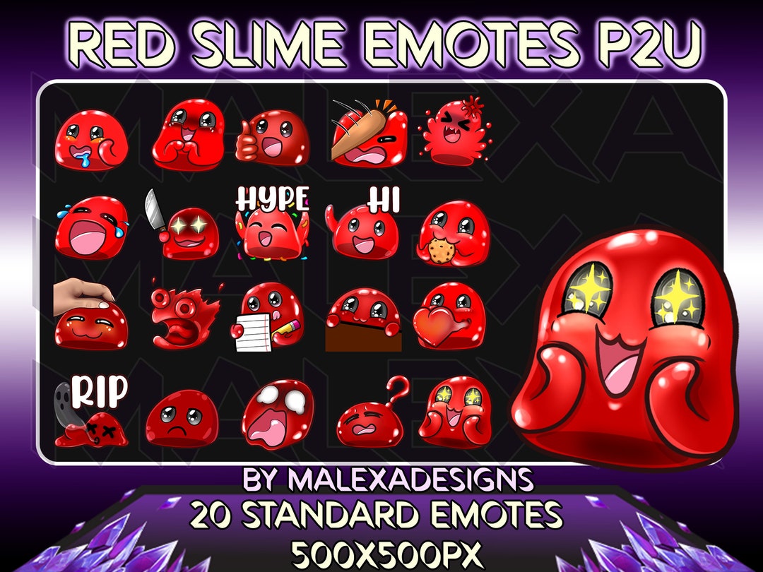 Red Slime Emotes Pack, Red Color, Slime Emotes, Cute Slime, Twitch ...